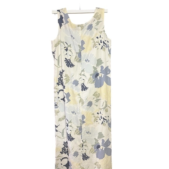 August Max | Dresses | August Max Cream Sheath Linen Maxi Dress Resort ...